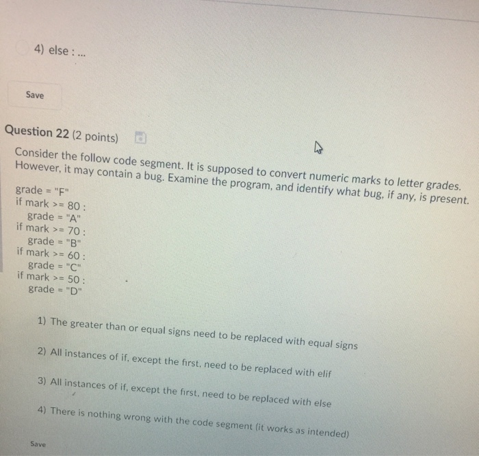 Solved Question 19 (2 points) Consider the following code | Chegg.com