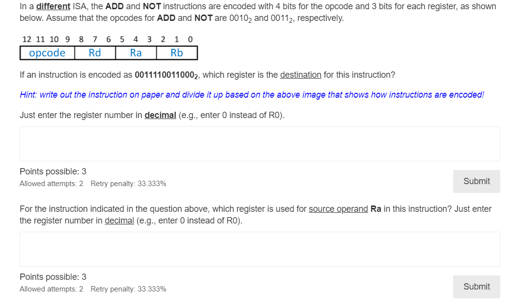 Solved In a different ISA, the ADD and NOT instructions are | Chegg.com