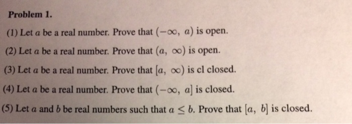 Solved Problem 1. (1) Let a be a real number. Prove that | Chegg.com
