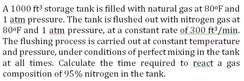 Solved A 1000 ft3 storage tank is filled with natural gas at | Chegg.com