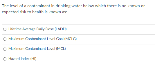 Solved The level of a contaminant in drinking water below | Chegg.com