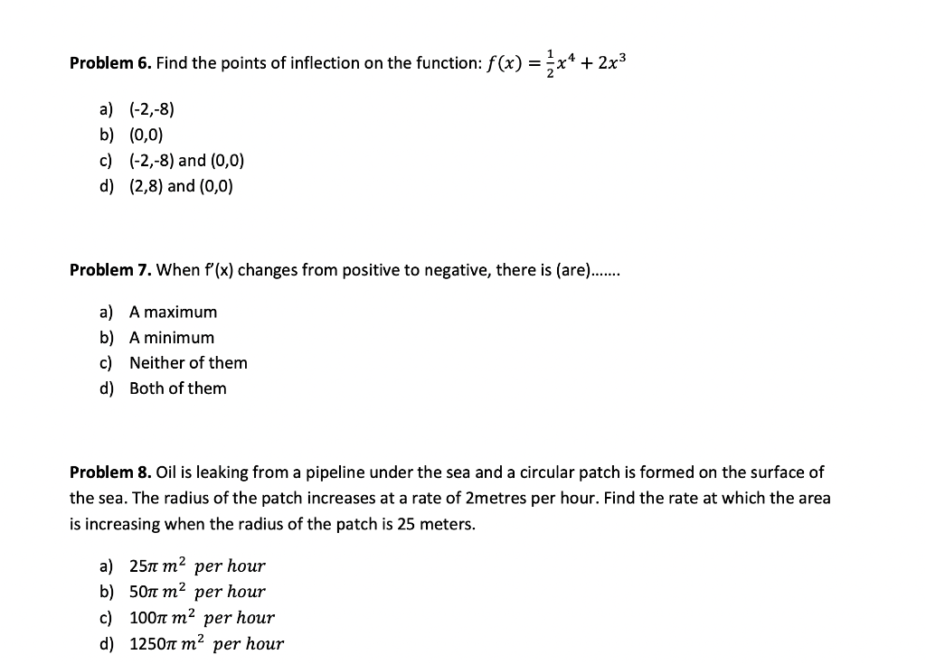 Solved Problem 6. Find the points of inflection on the | Chegg.com