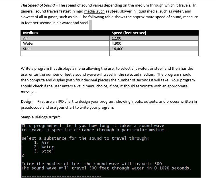 Solved The Speed of Sound – The speed of sound varies | Chegg.com