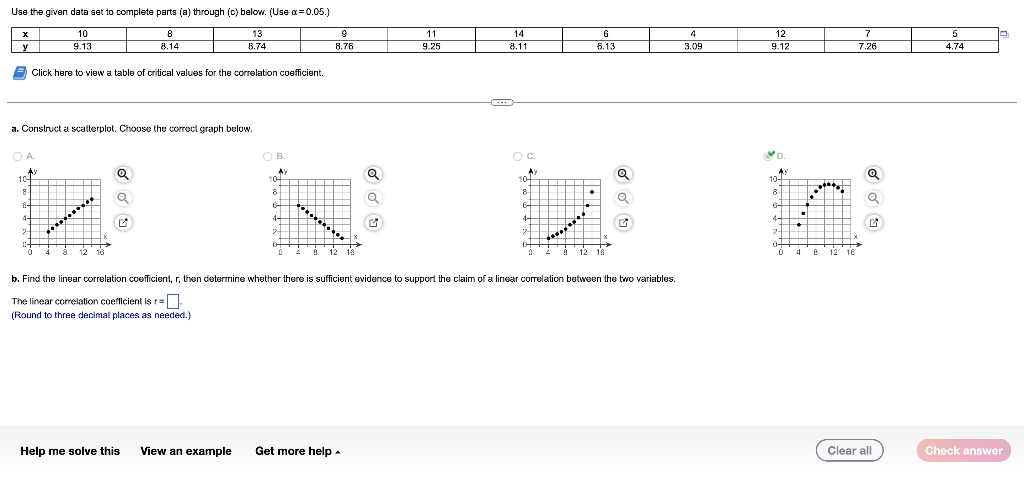 Solved Use the given data set to complete parts (a) through | Chegg.com