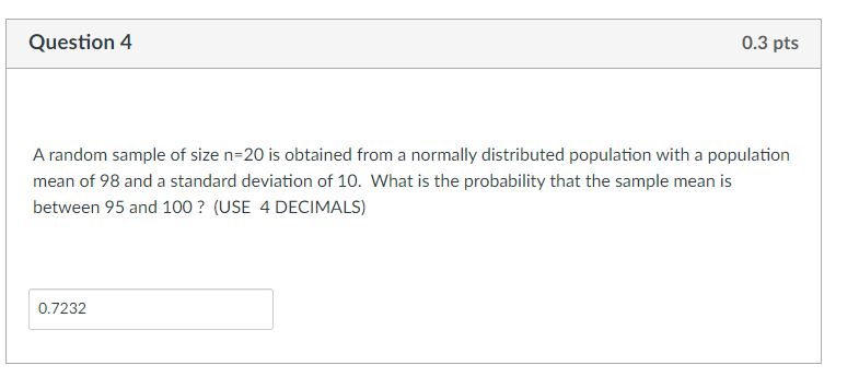 Solved A random sample of size n=20 is obtained from a | Chegg.com