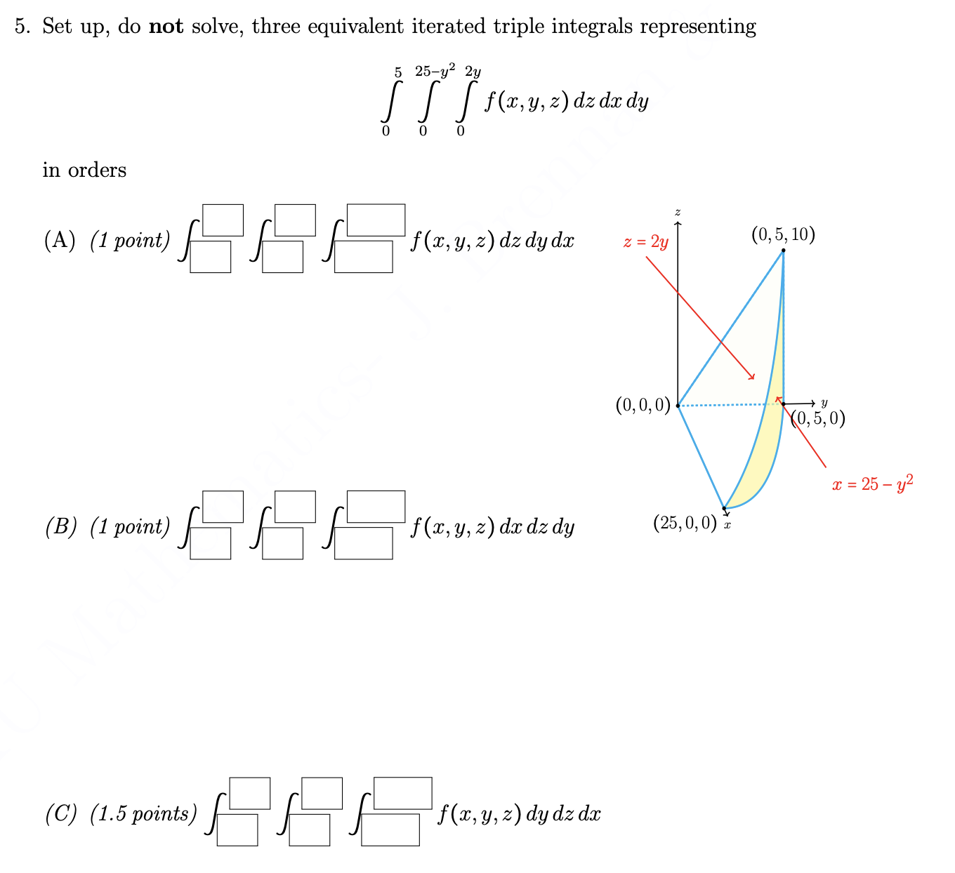 Solved Set up, do not solve, three equivalent iterated | Chegg.com