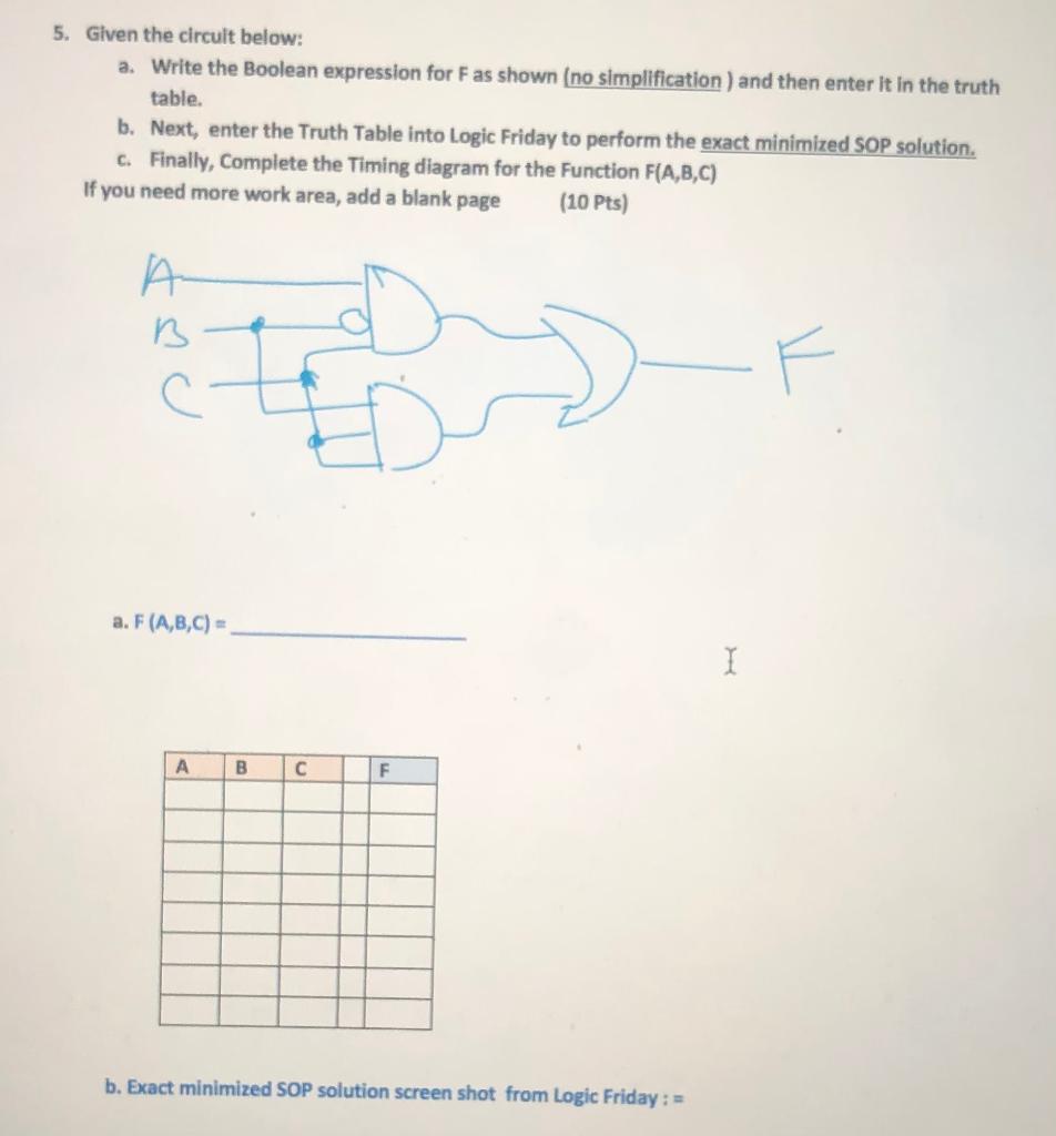 Solved 5. Given the circuit below: a. Write the Boolean | Chegg.com