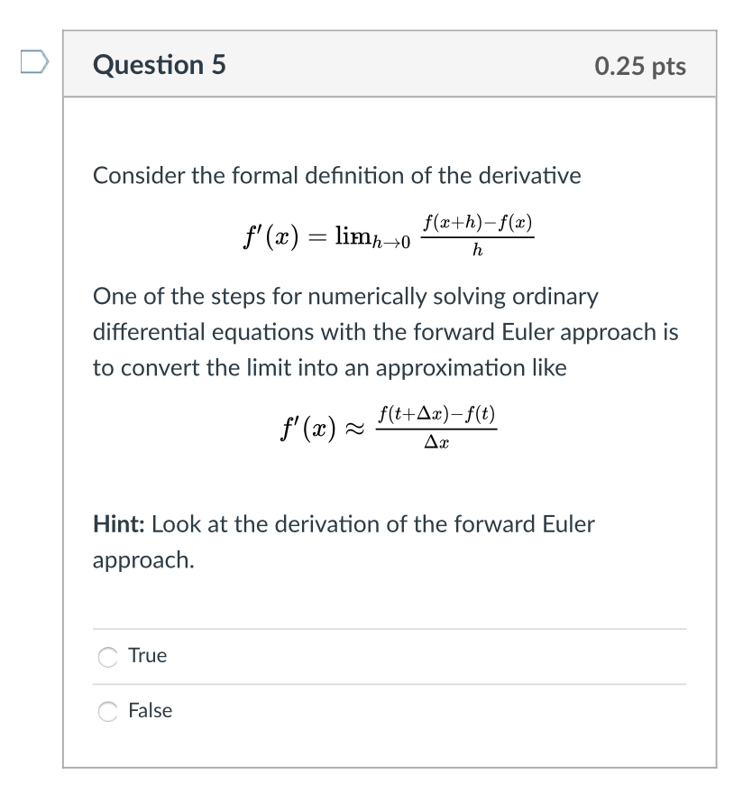 Solved Question 5 0.25 pts Consider the formal definition of | Chegg ...