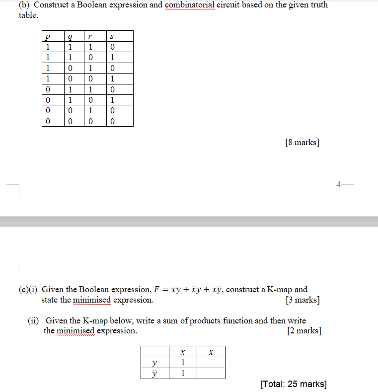 Solved 4(a) Write the Boolean expression and output signals | Chegg.com