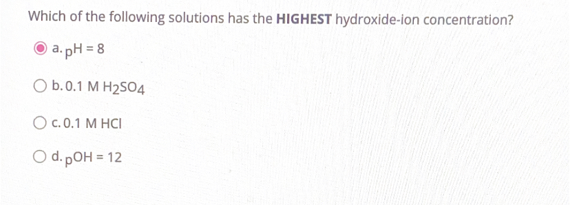 Solved Which of the following solutions has the HIGHEST | Chegg.com