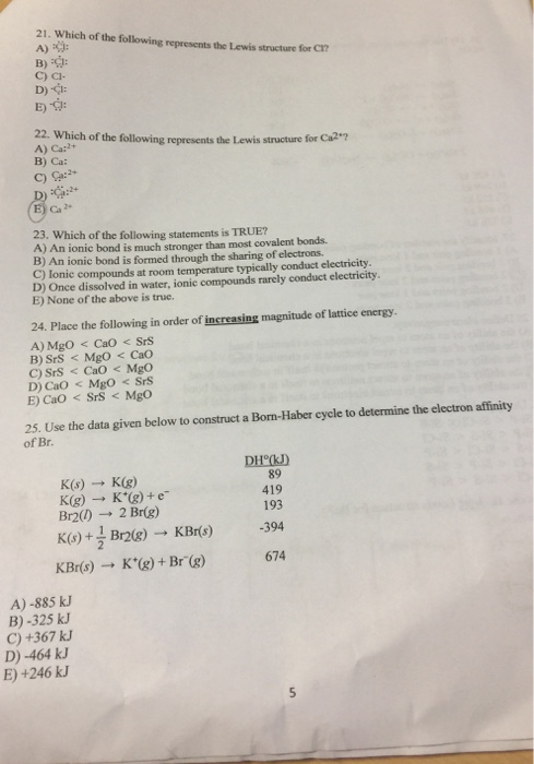 Solved Which of the following represents the Lewis structure | Chegg.com