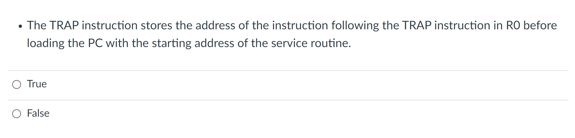Solved The TRAP instruction stores the address of the | Chegg.com