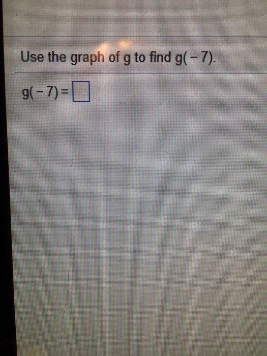 Solved Use the graph of g to find g(-7) | Chegg.com