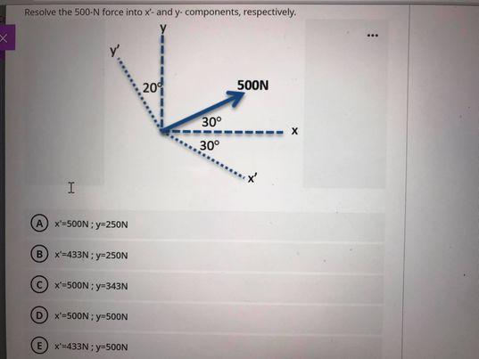 Solved Resolve the 500-N force into x'- and y. components, | Chegg.com