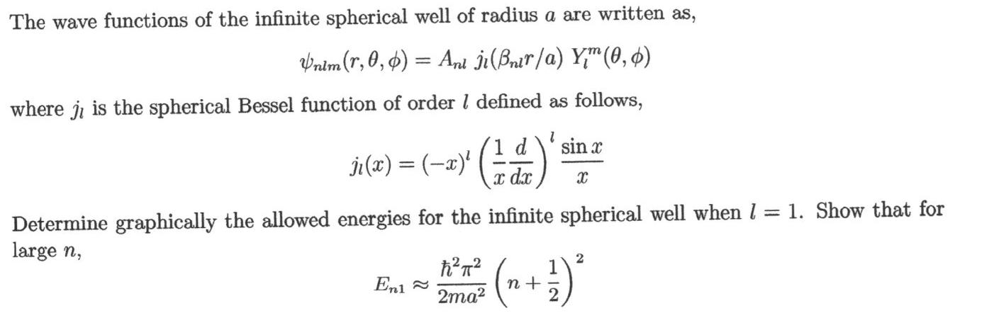 The wave functions of the infinite spherical well of | Chegg.com