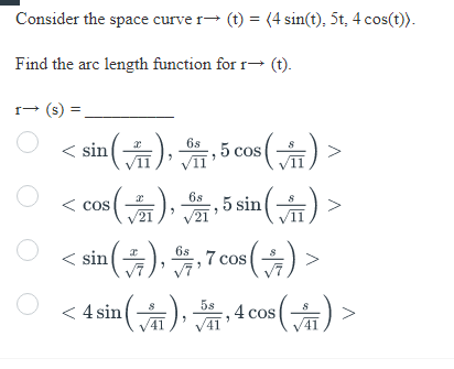 Solved Consider the space curve r→(t)= 4sin(t),5t,4cos(t) . | Chegg.com