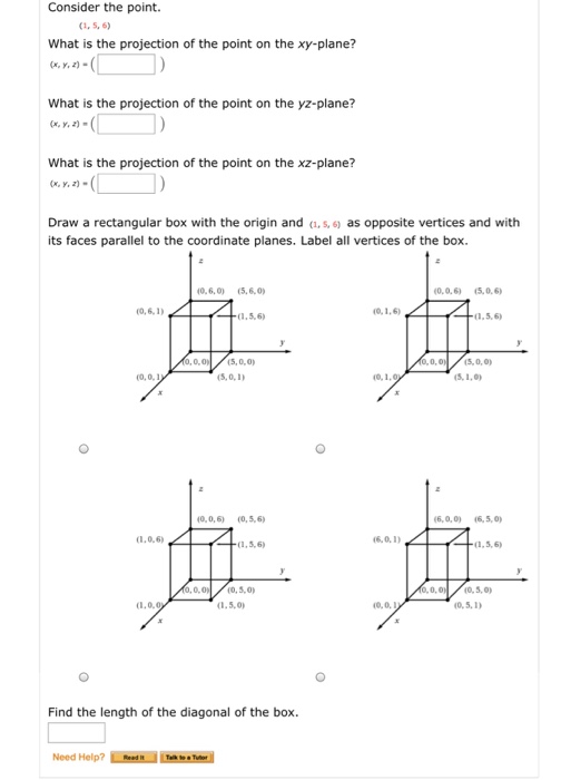 Solved Consider the point. What is the projection of the | Chegg.com