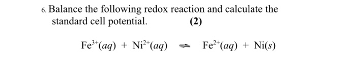 Solved Balance the following redox reaction and calculate | Chegg.com