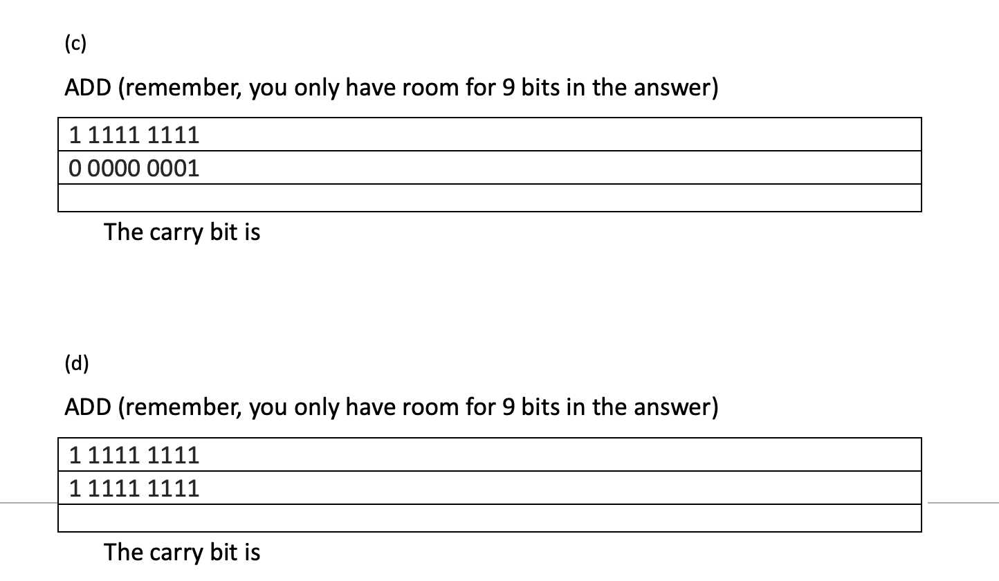 Solved Question 3 8 Pts In Unsigned Binary Representation 