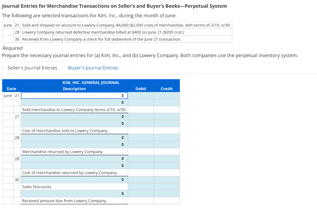 Solved Journal Entries for Merchandise Transactions on | Chegg.com