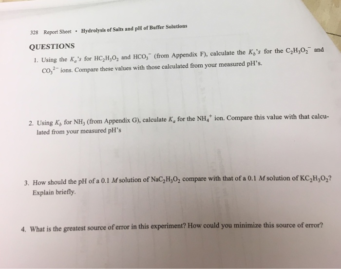 Solved Using the K_a's for HC_2H_3O_2 and HCO_3^- (from | Chegg.com
