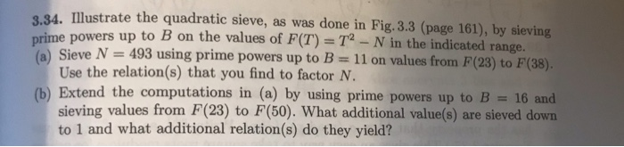 Illustrate the quadratic sieve, as was done in Fig. | Chegg.com
