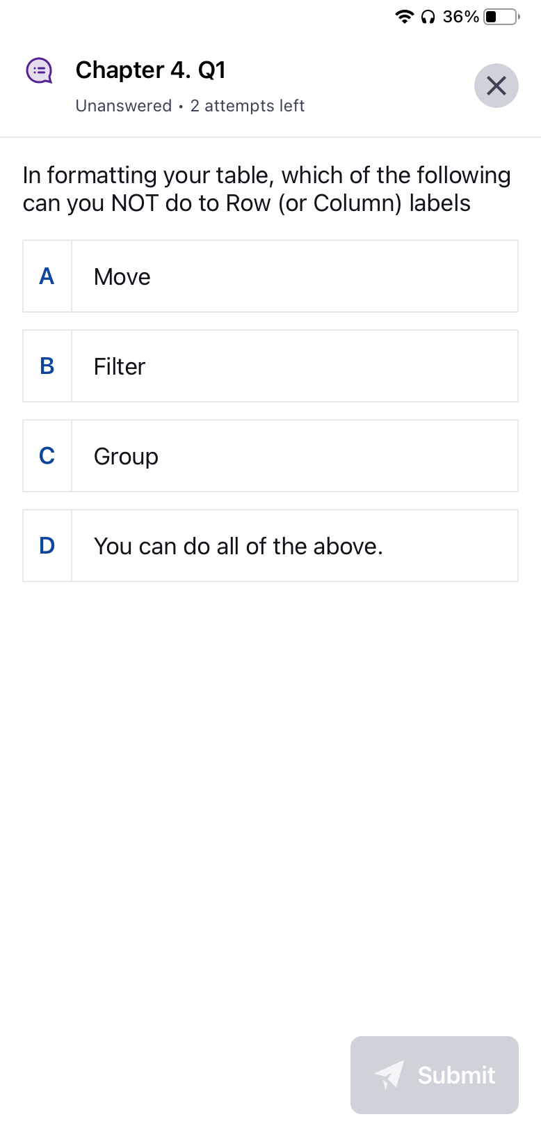 Solved In formatting your table, which of the followingcan | Chegg.com