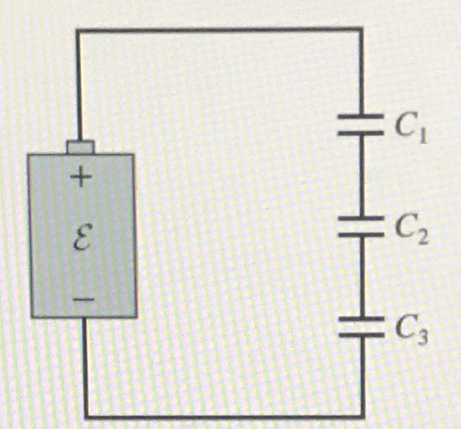 Solved The figure shows three capacitors connected in series | Chegg.com