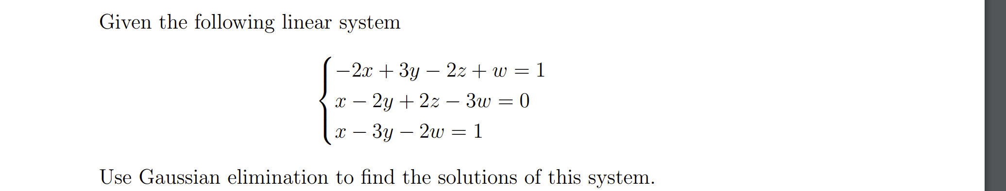 Solved Given the following linear system | Chegg.com