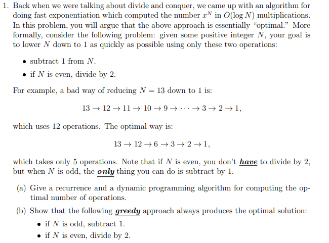 Solved 1. Back when we were talking about divide and | Chegg.com