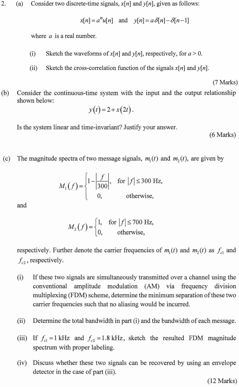 Solved 2. Consider two discrete-time signals, x[n] and y[n], | Chegg.com