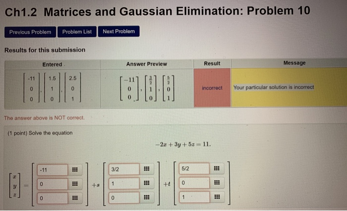 Solved Ch1.2 Matrices and Gaussian Elimination: Problem 10 | Chegg.com