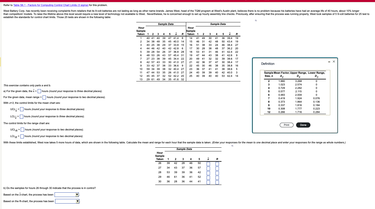 Solved This exercise contains only parts a and b. a) For the | Chegg.com