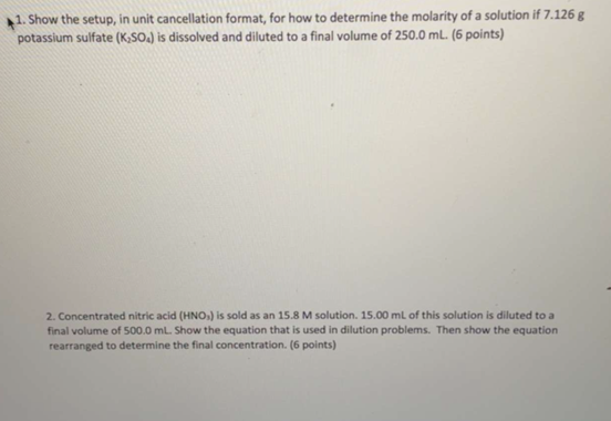 Solved 1. Show the setup, in unit cancellation format, for | Chegg.com