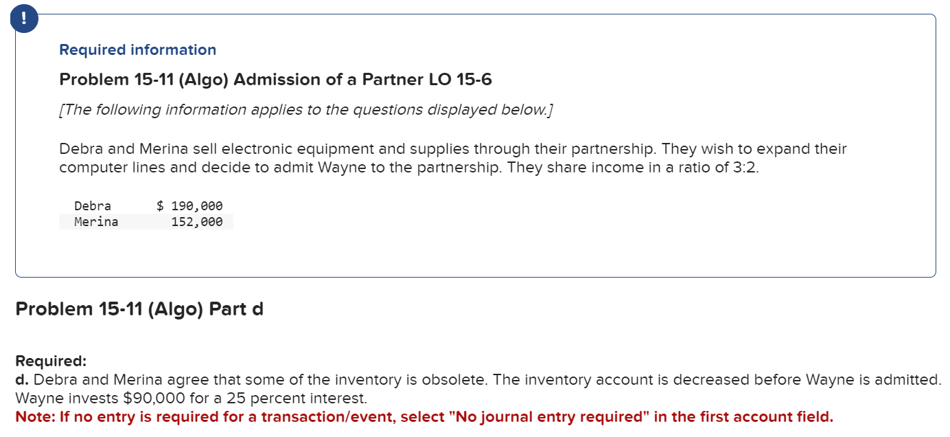 Solved Problem 15-11 (Algo) ﻿Part d Problem 15-11 (Algo) | Chegg.com
