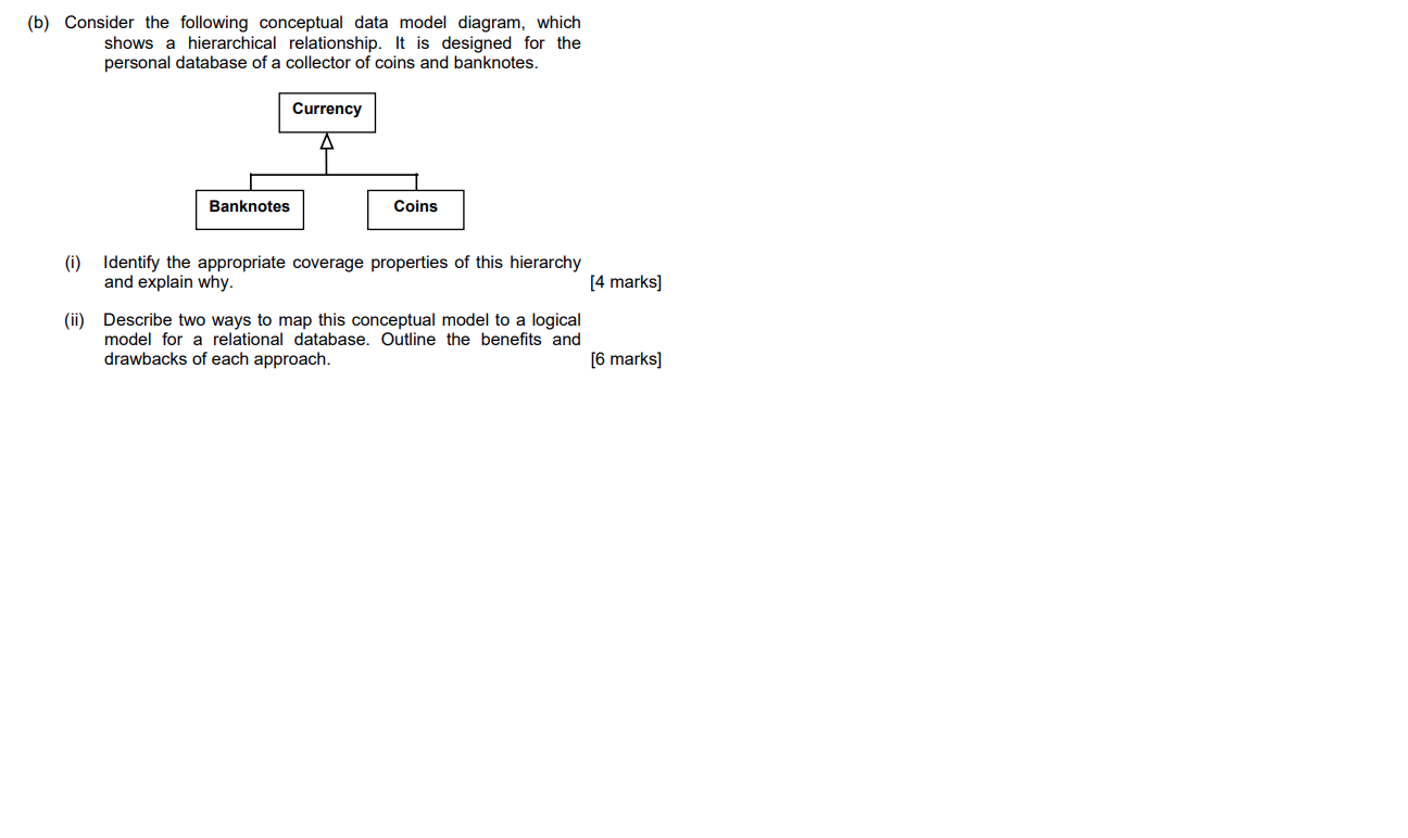 Solved (b) Consider the following conceptual data model | Chegg.com