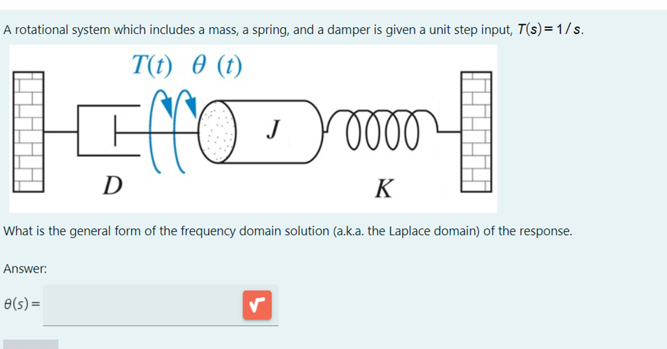 Solved A rotational system which includes a mass, a spring, | Chegg.com