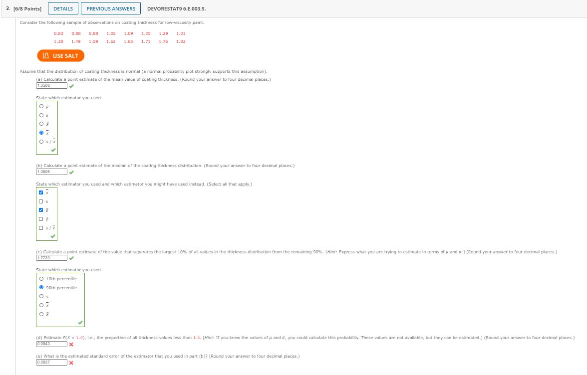 Solved 2. [6/8 Points] DETAILS PREVIOUS ANSWERS DEVORESTAT9 | Chegg.com