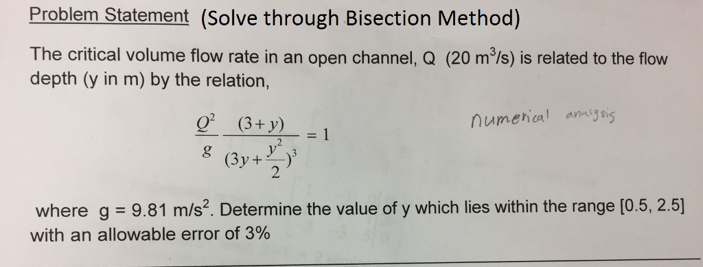 Solved Problem Statement (Solve through Bisection Method) | Chegg.com