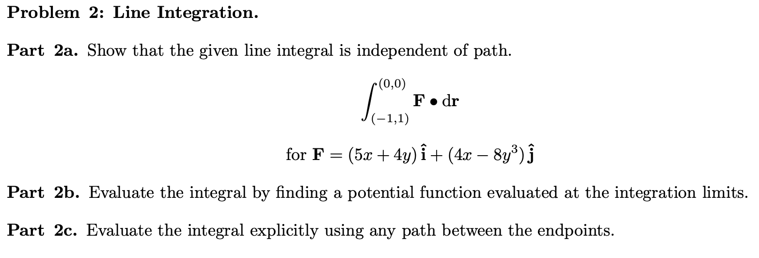 Solved Part 2a. Show that the given line integral is | Chegg.com