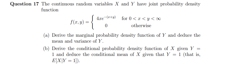 Solved Question 17 The continuous random variables X and Y | Chegg.com