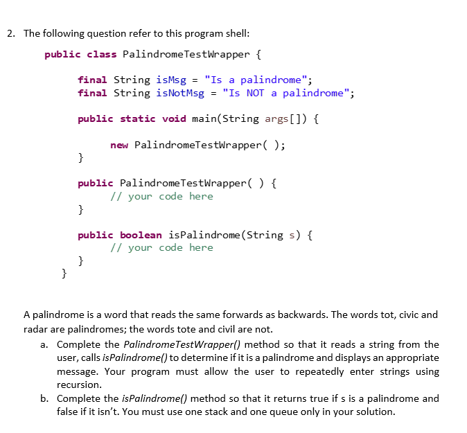 Solved 2. The following question refer to this program | Chegg.com