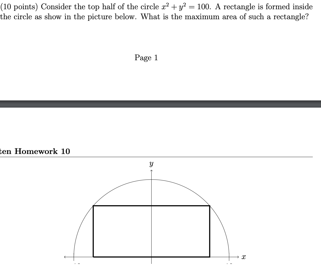 Solved (10 points) Consider the top half of the circle | Chegg.com