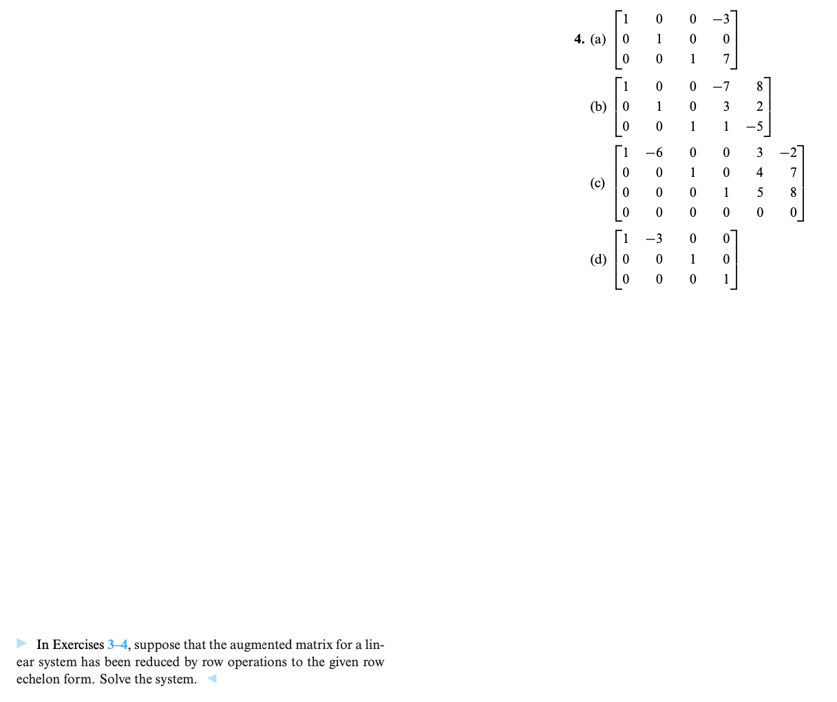 Solved In Exercises 3-4, suppose that the augmented matrix | Chegg.com