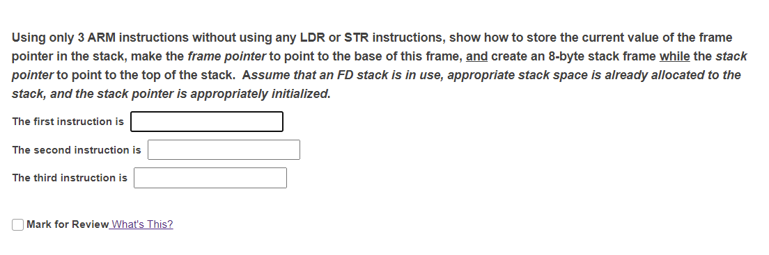 Using only 3 ARM instructions without using any LDR | Chegg.com