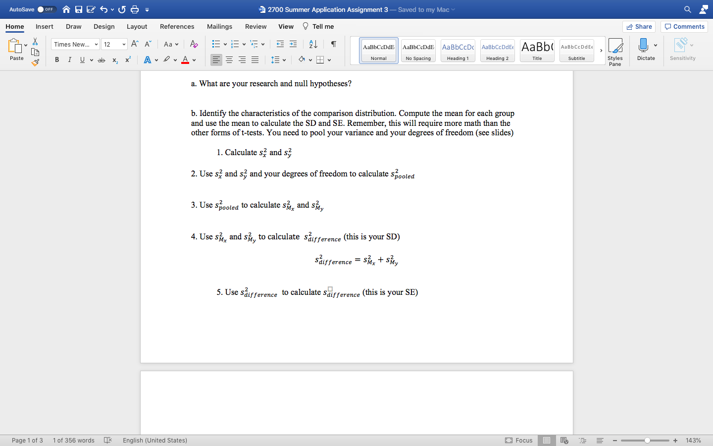 Solved AutoSave OFF HES w 2700 Summer Application Assignment | Chegg.com