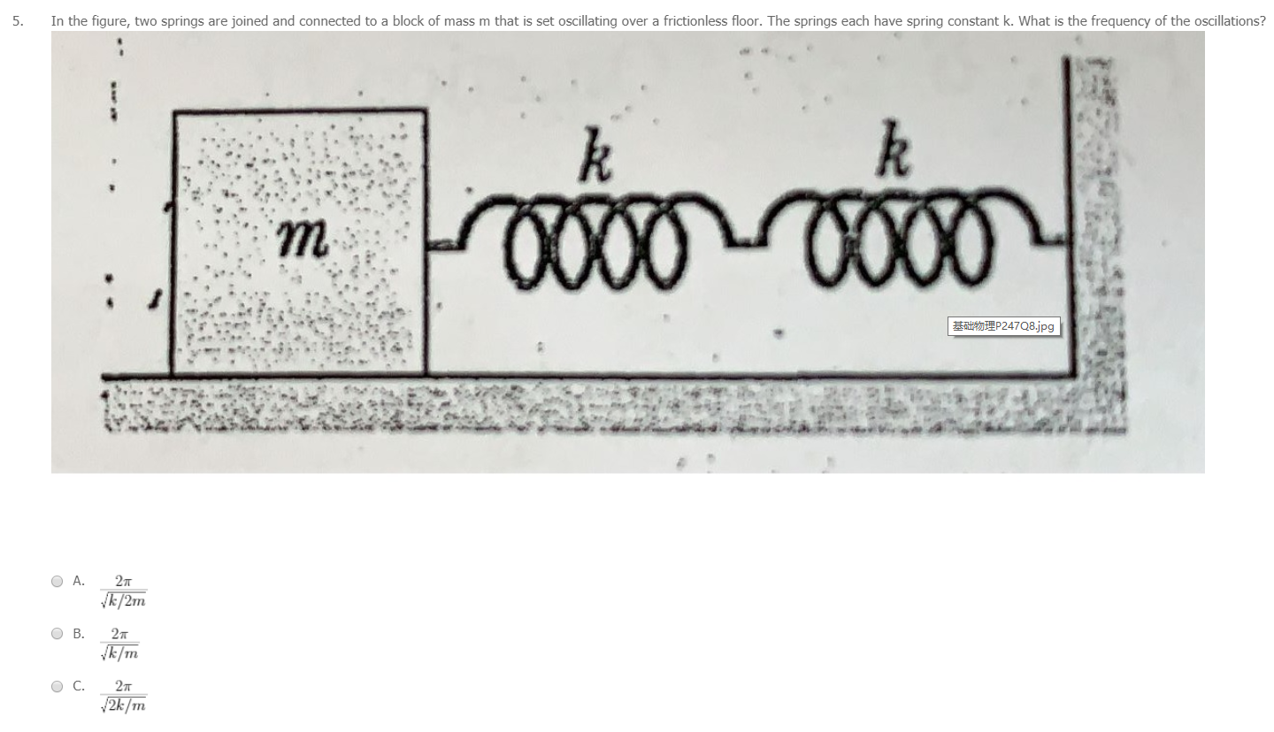 Solved In the figure, two springs are joined and connected | Chegg.com