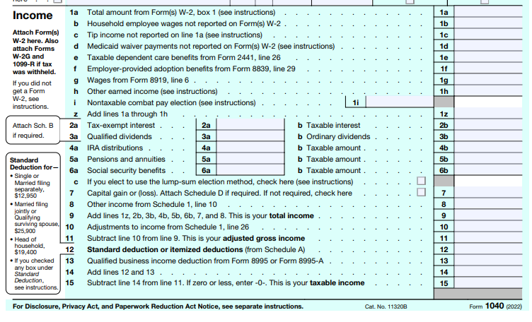 Solved b-1. Complete page 1 of Form 1040 (through taxable | Chegg.com