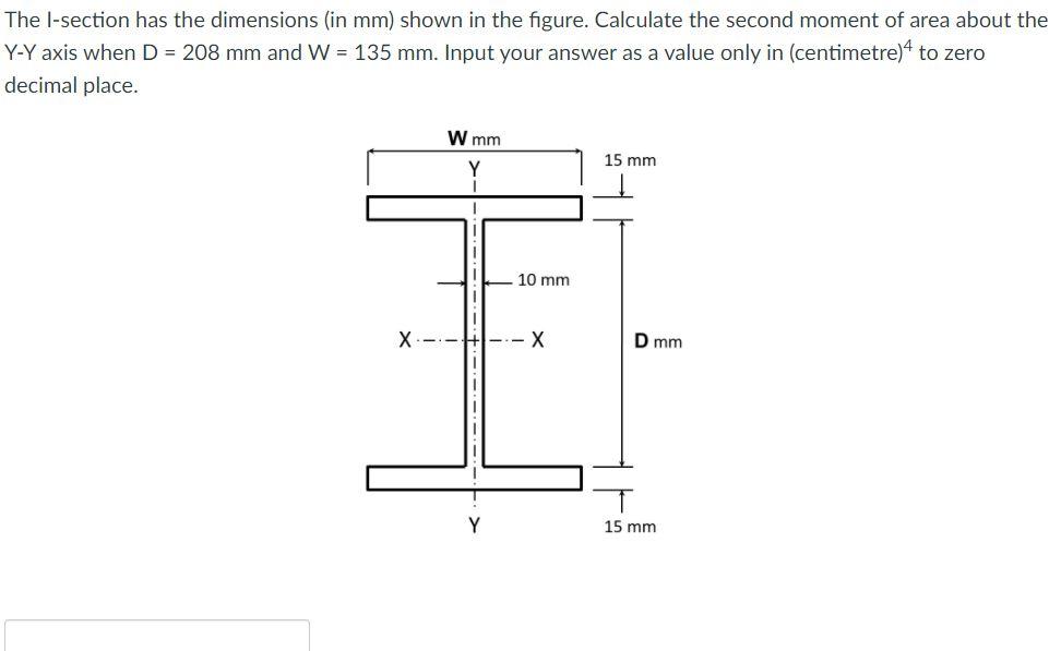 Solved The I-section has the dimensions (in mm) shown in the | Chegg.com