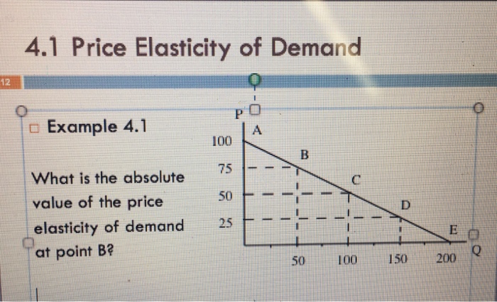 Solved 4.1 Price Elasticity of Demand ? Example 4.1 100 75 | Chegg.com